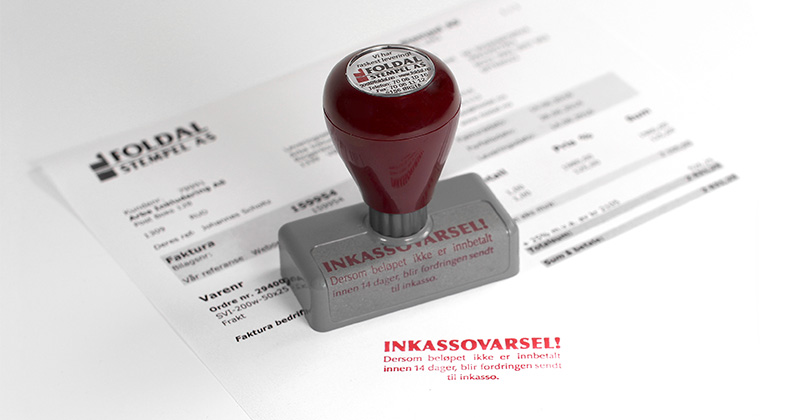 Bestill eget inkassostempel | Foldal Stempel og Skilt