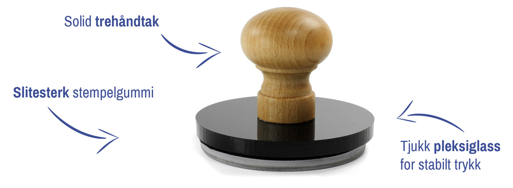 Stort stempel for papirposer, rundt | Foldal Stempel og Skilt