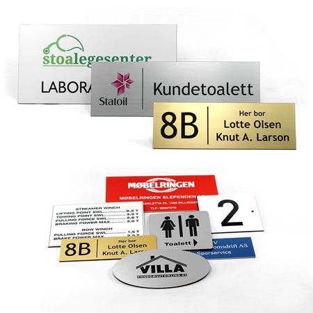 Skilt i plast og aluminium | Foldal Stempel og Skilt